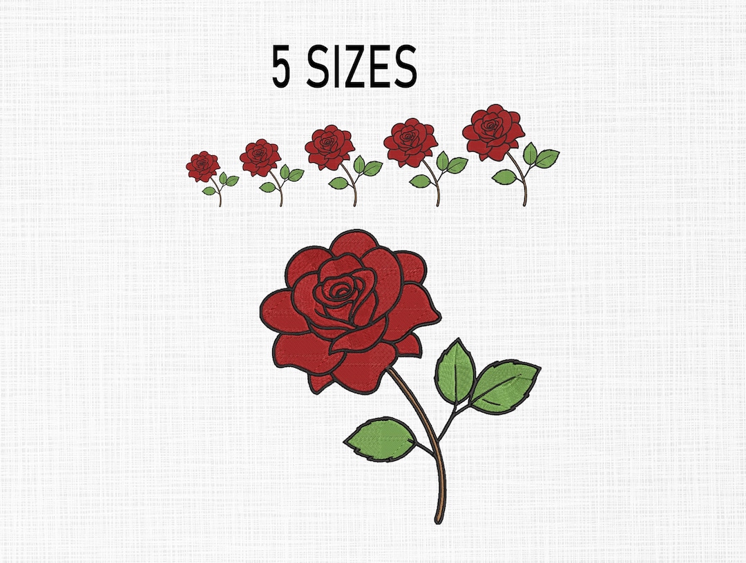 Red Rose Embroidery Design Rose Embroidery Design Flower Embroidery ...