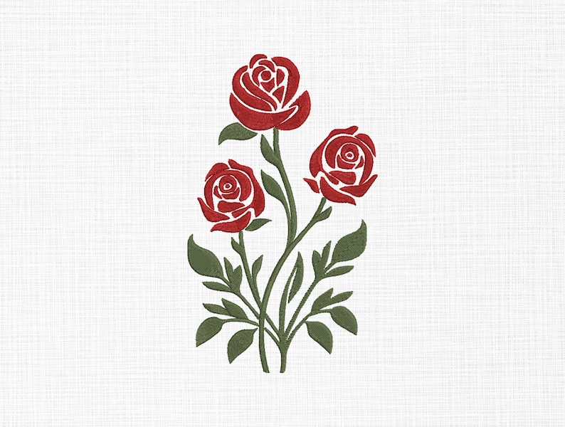 Rose Bouquet Embroidery Design Rose Embroidery Design Red Flowers ...