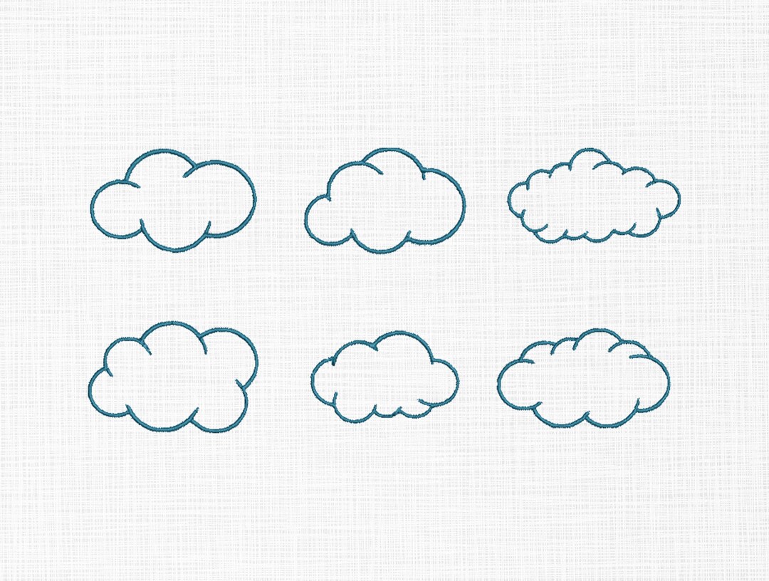 Cloud Line Art Embroidery Design: 5 Sizes (digital Download) - Etsy