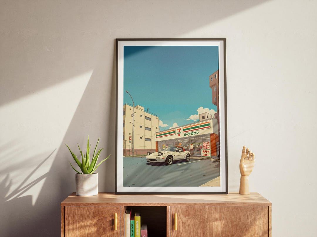 Classic Mazda Miata Digital Art Print - Retro Vintage Anime Inspired ...