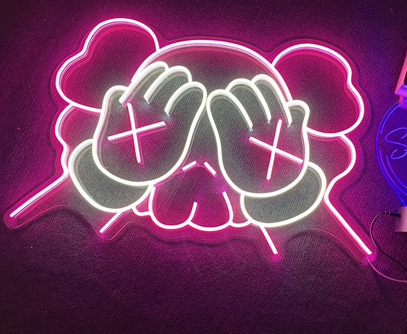 Kaws Face Neon Sign Custom Led Sign Wall Decor Custom Neon - Etsy