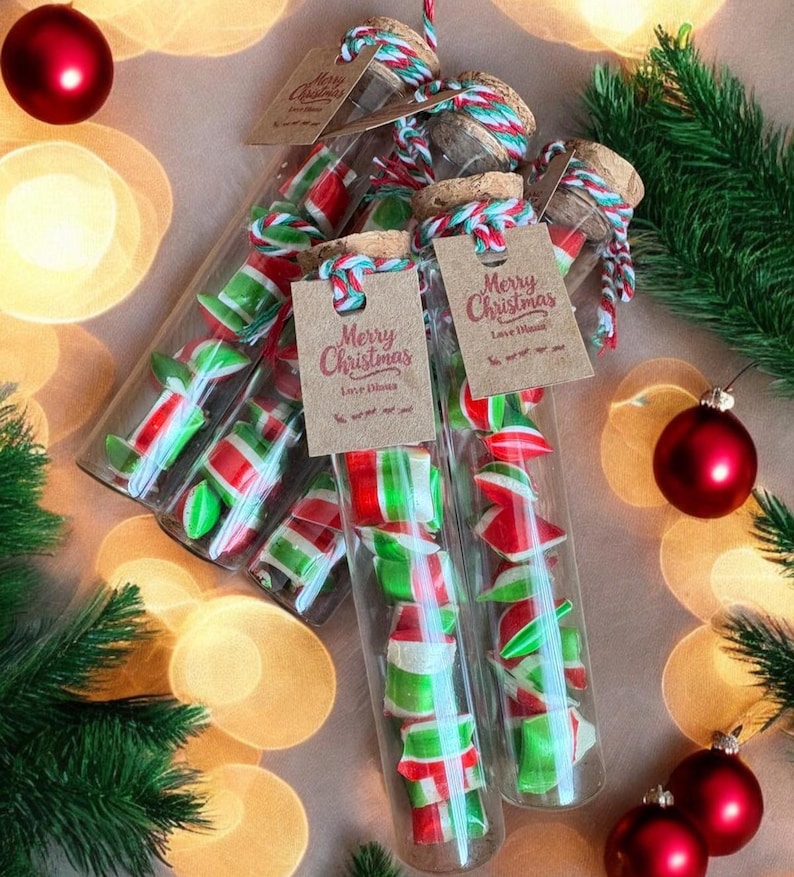 Christmas Candy Tube: Festive Hard Candy in Glass Vial - Holiday Favor ...