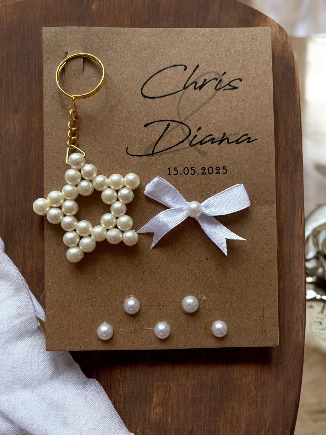Pearl Star Keychain Gift Invitation Card Weeding Gift,favors. - Etsy