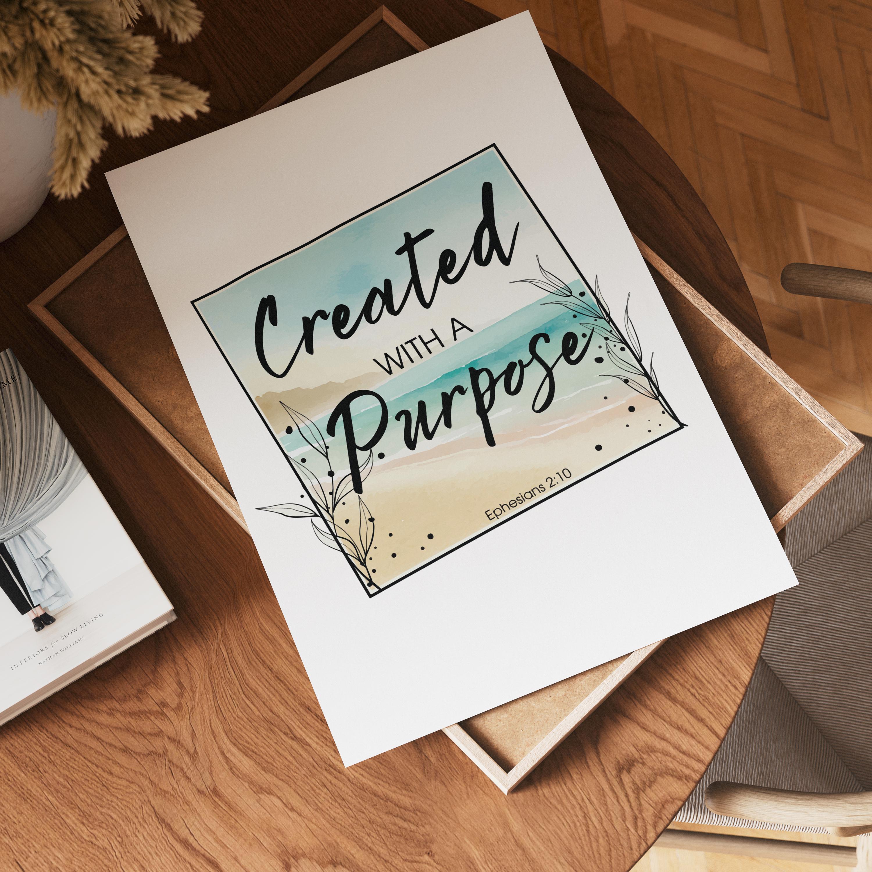 Christian Beach Art Watercolor Print Bible Verse Wall Decor Digital ...