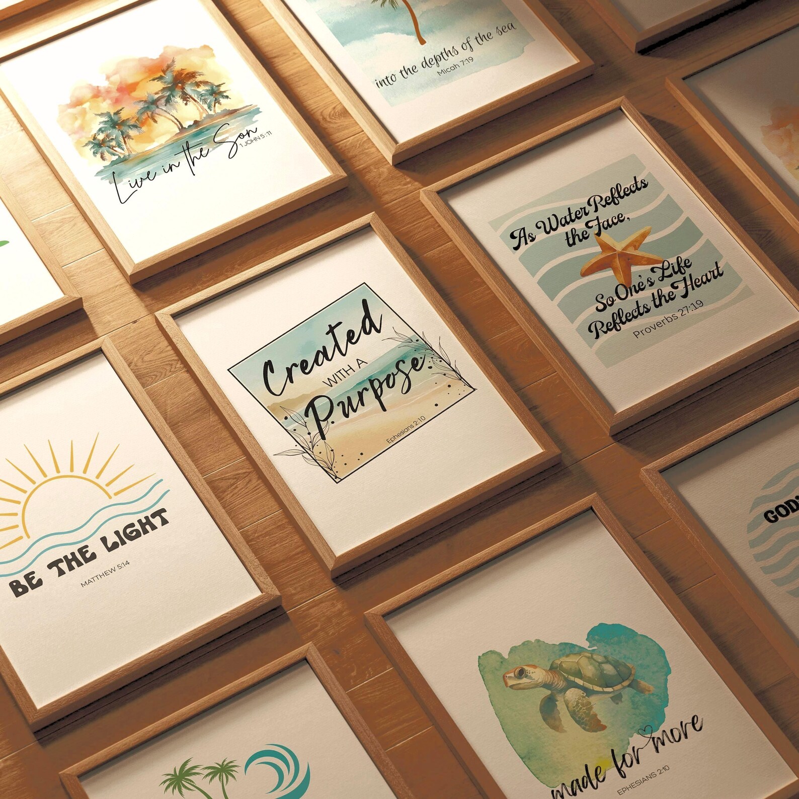 Christian Beach Art Watercolor Print Bible Verse Wall Decor Digital ...
