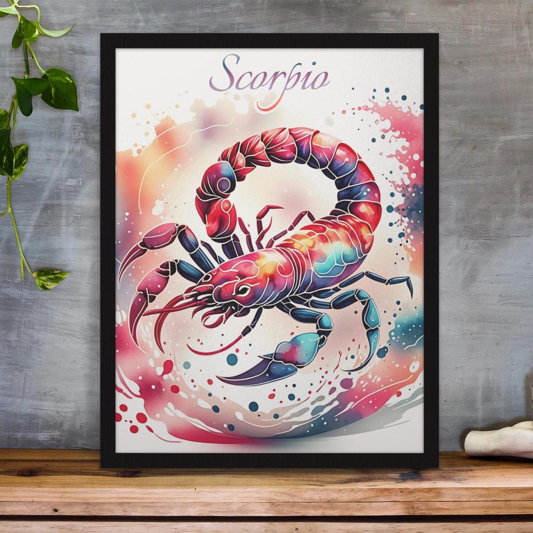 Scorpio Zodiac Art Print, Digital Horoscope Poster, Astrology Wall Art ...