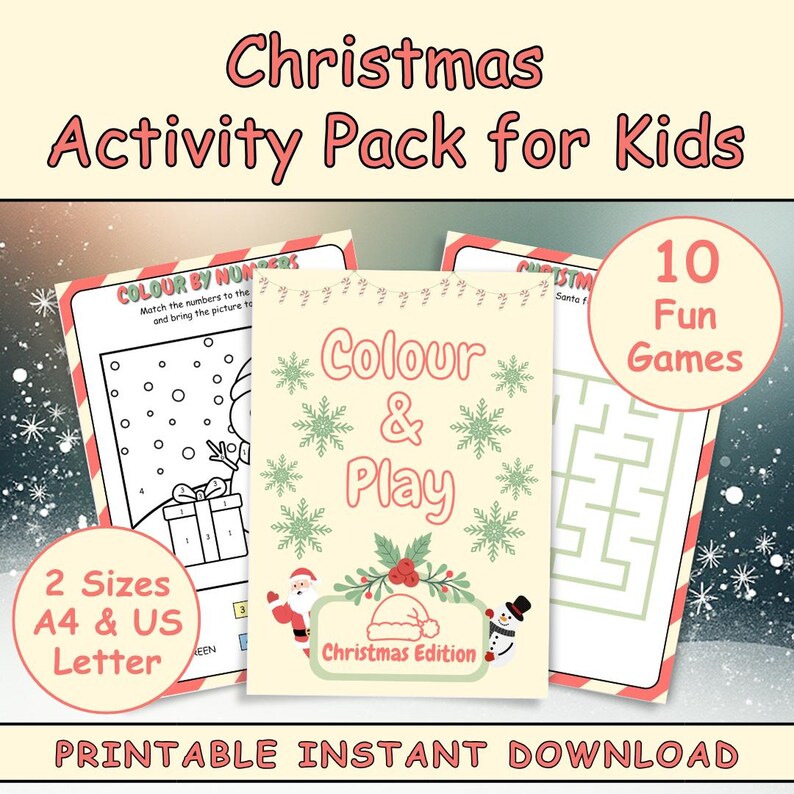 Christmas Activity Pack for Kids - 10 Printable Games - Digital ...