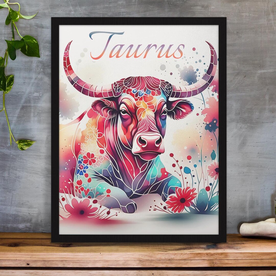 Taurus Zodiac Art Print, Digital Horoscope Poster, Astrology Wall Art ...