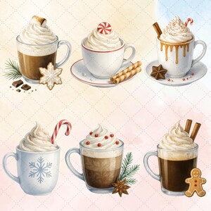 Christmas Cocoa Mug Clipart, Christmas Watercolor PNG, Festive Drink ...