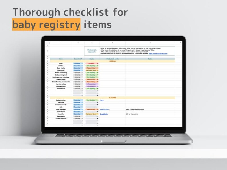 Baby Planner Spreadsheet Template - Google Sheets Pregnancy Planner ...