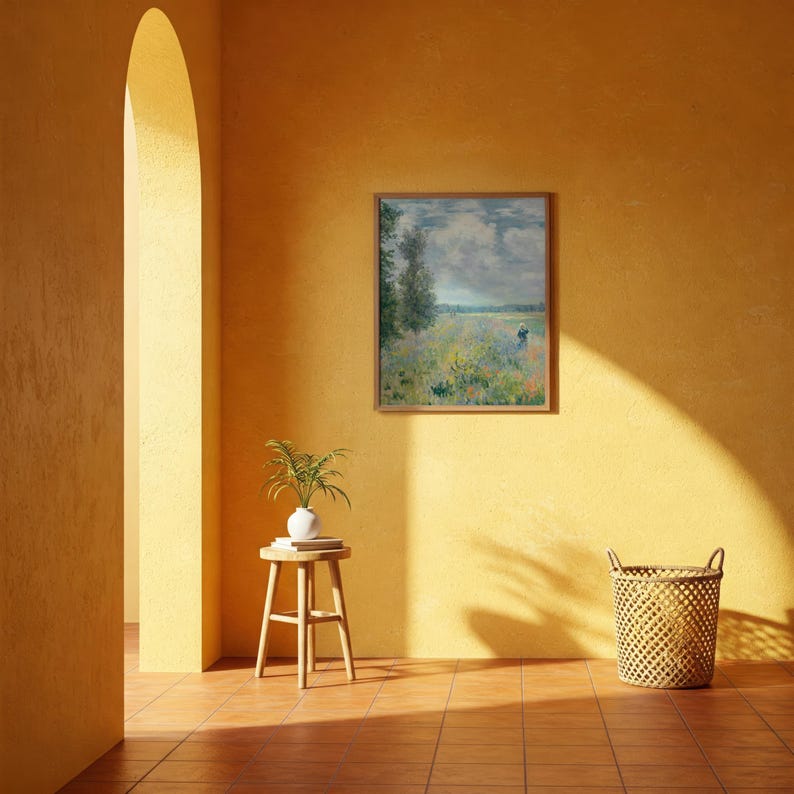 Mediterranean Interior Art Mockup | Vertical Black Wood Frame Mockup ...