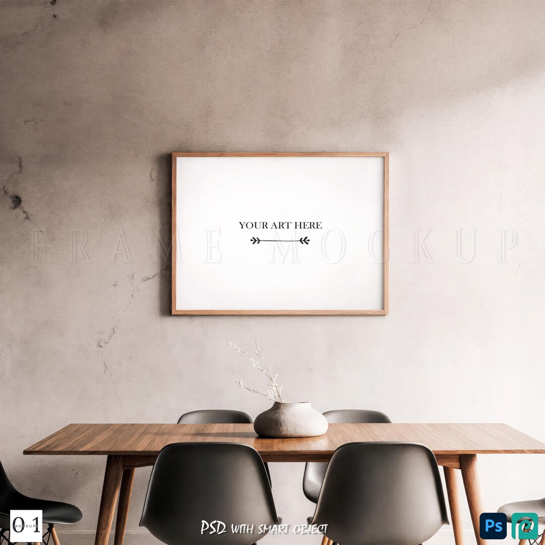 Horizontal Wall Art Mockup | 4x3 Frame Mockup | Dining Room Mockup ...