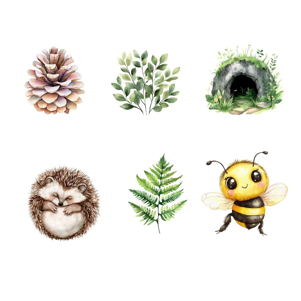 35 Watercolor Forest Clipart, Cute Woodland Animals PNG, Enchanted ...