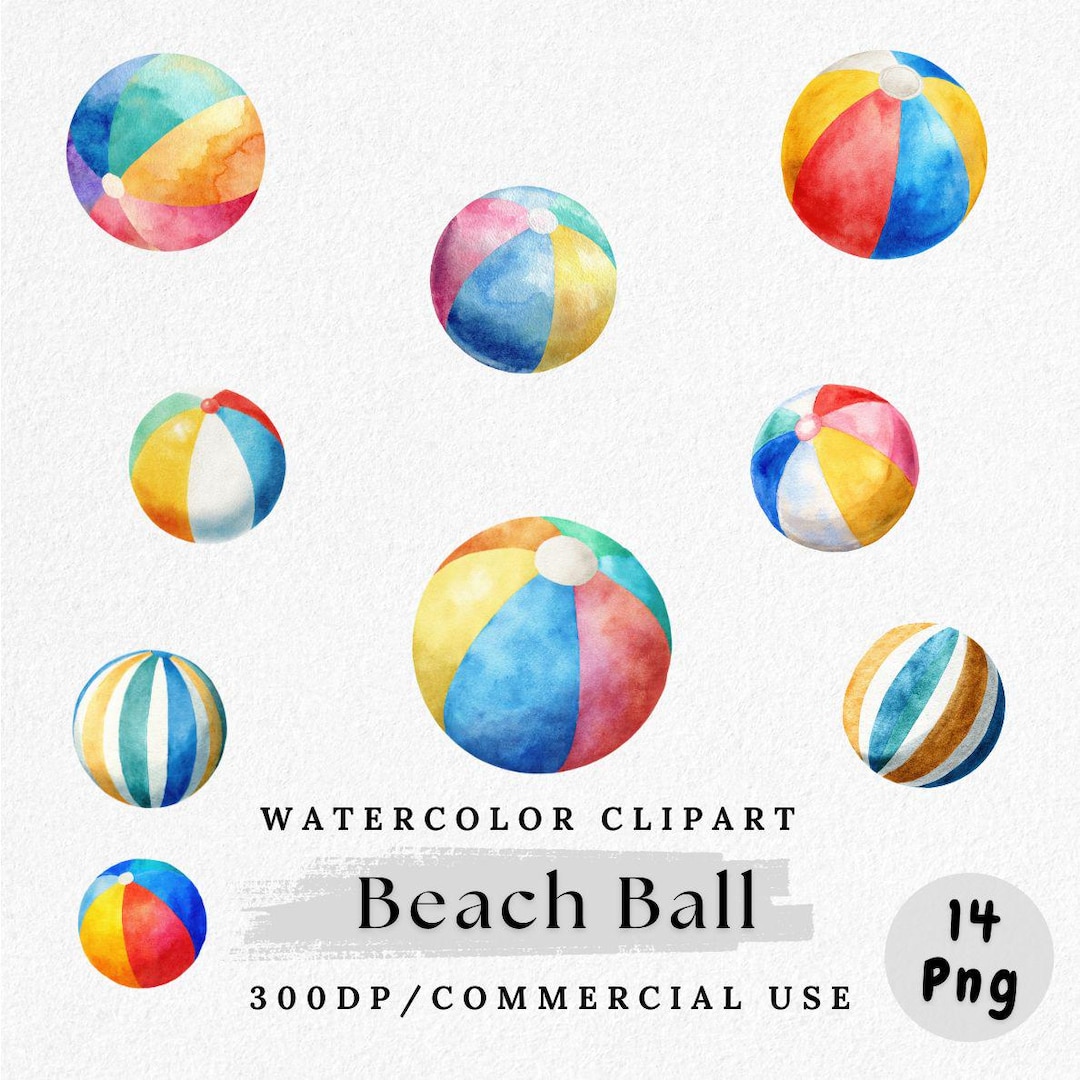 Watercolor Beach Ball Clipart: Summer Pool Party PNG (digital Download ...