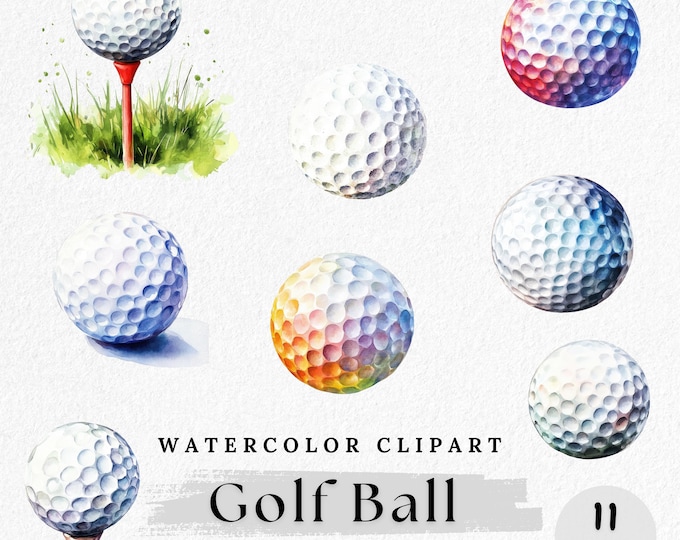 15 Watercolor Golf Clipart, Golf Illustration, Golf Ball and Tee, Golf ...