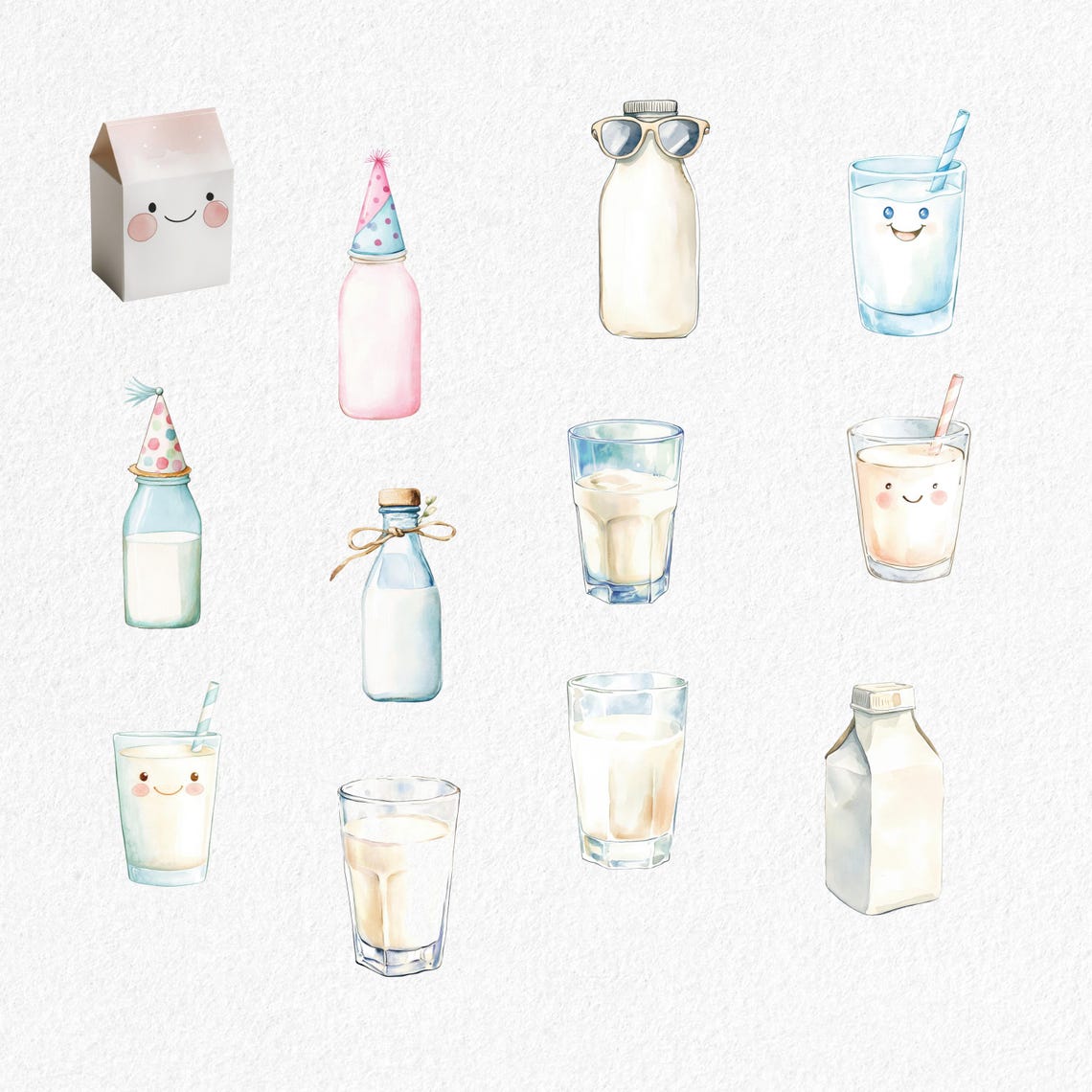 Milk Clipart Bundle, Cute Milk Character Pngs, Kawaii Milk ...