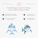 Shark Clipart Bundle, Cute Shark Pngs, Watercolor Ocean Animal PNG ...
