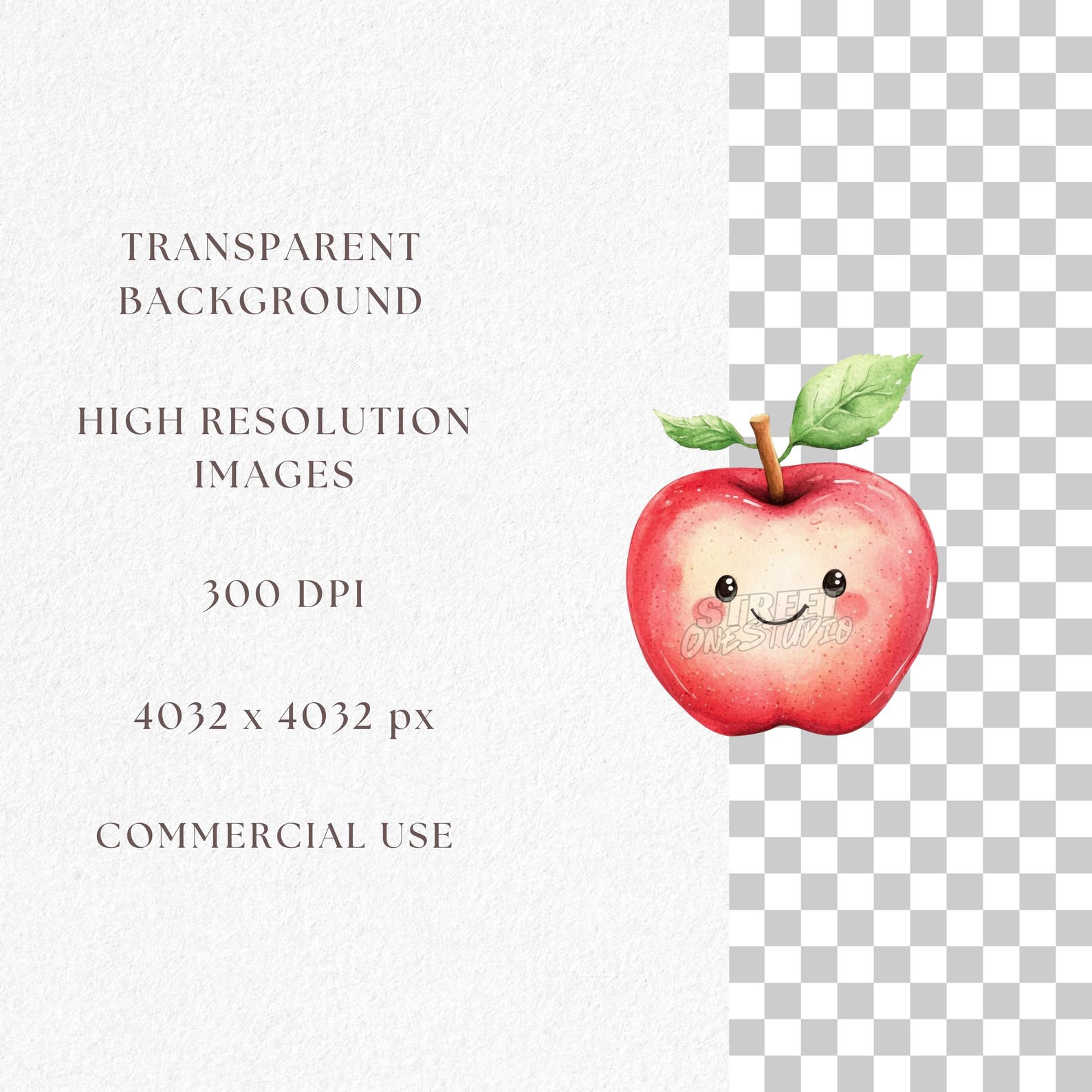 Apple Clipart PNG, Cute Apple Character Illustration, Watercolor Fruit ...
