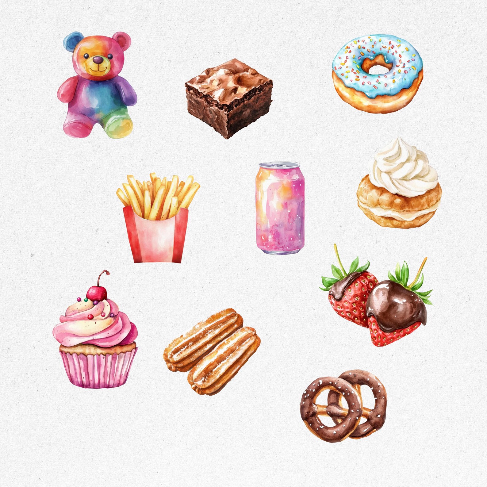 30 Food Clipart PNG, Dessert Png, Watercolor Junk Food, Ice Cream and ...