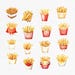 French Fries Clipart Bundle, Cute Fries Character PNG, Fast Food Art ...