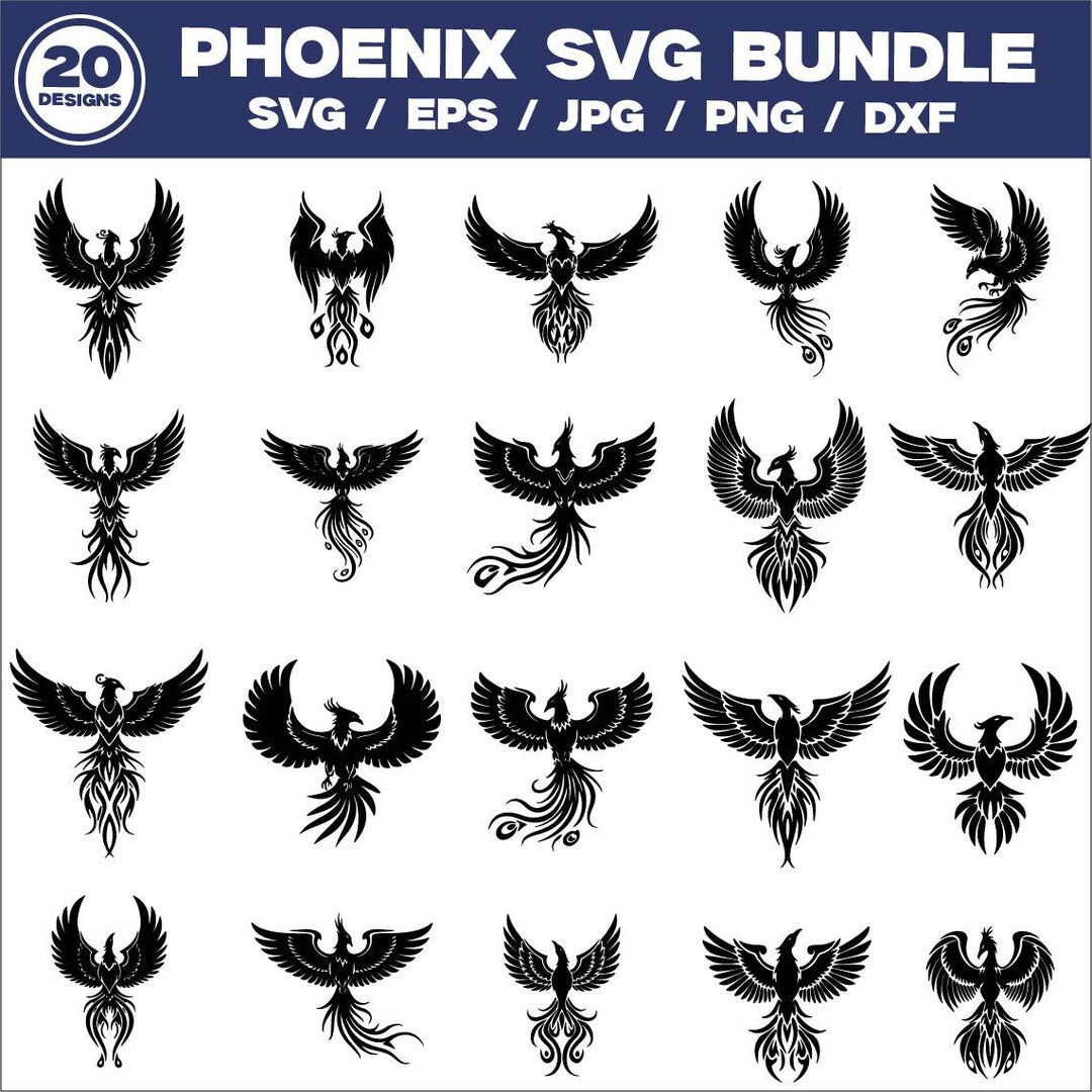 Phoenix SVG Bundle, Phoenix Bird Vector for Cricut, Fire Bird Svg Png ...