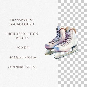 Watercolor Ice Skate Clipart: Winter Sports PNG Set (digital Download ...