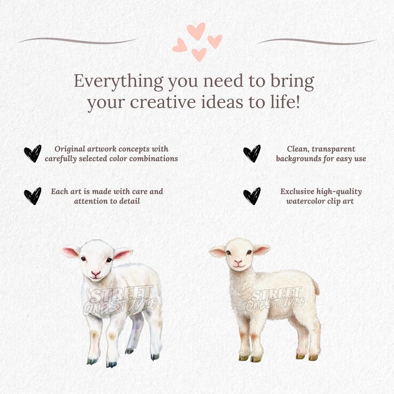 Sheep Clipart, Watercolor Lamb PNG, Cute Farm Animal Clip Art, Baby ...