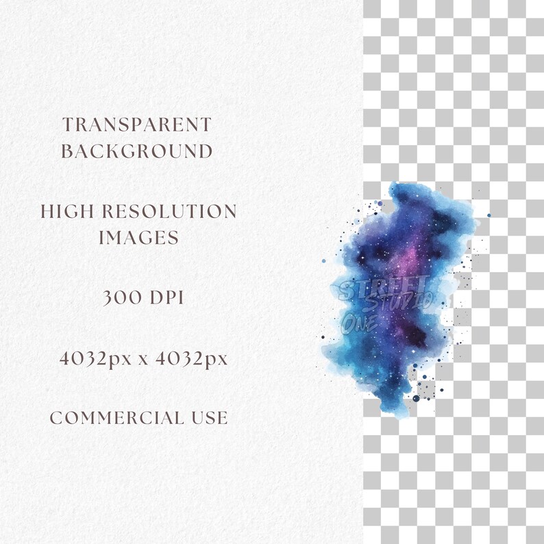 Watercolor Galaxy Clipart: Cosmic Space Art PNG (digital Download, 10 ...