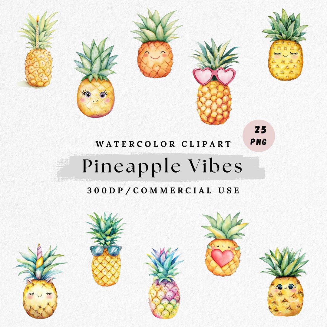 Pineapple Clipart PNG, Watercolor Tropical Fruit Clipart, Watercolor ...