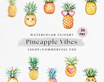 Kawaii Pineapple Clipart, Cute Pineapples Clip Art, Faces Expression ...
