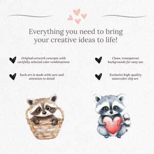 Cute Raccoon Clipart Bundle, Kawaii Woodland Animal Character, Forest ...