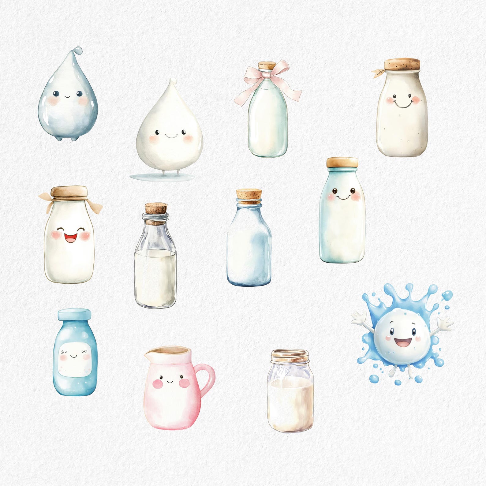 Milk Clipart Bundle, Cute Milk Character Pngs, Kawaii Milk ...