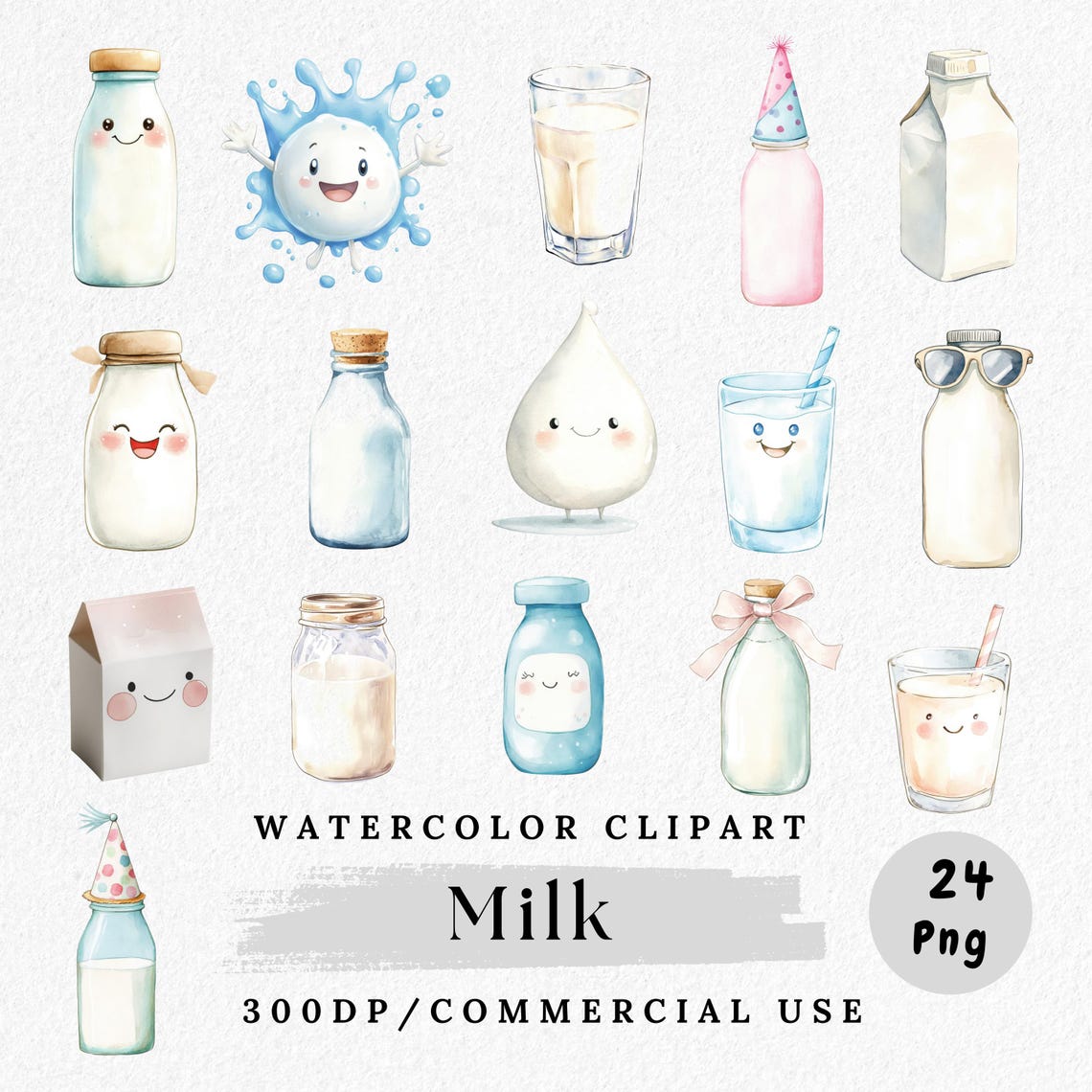 Milk Clipart Bundle, Cute Milk Character Pngs, Kawaii Milk ...
