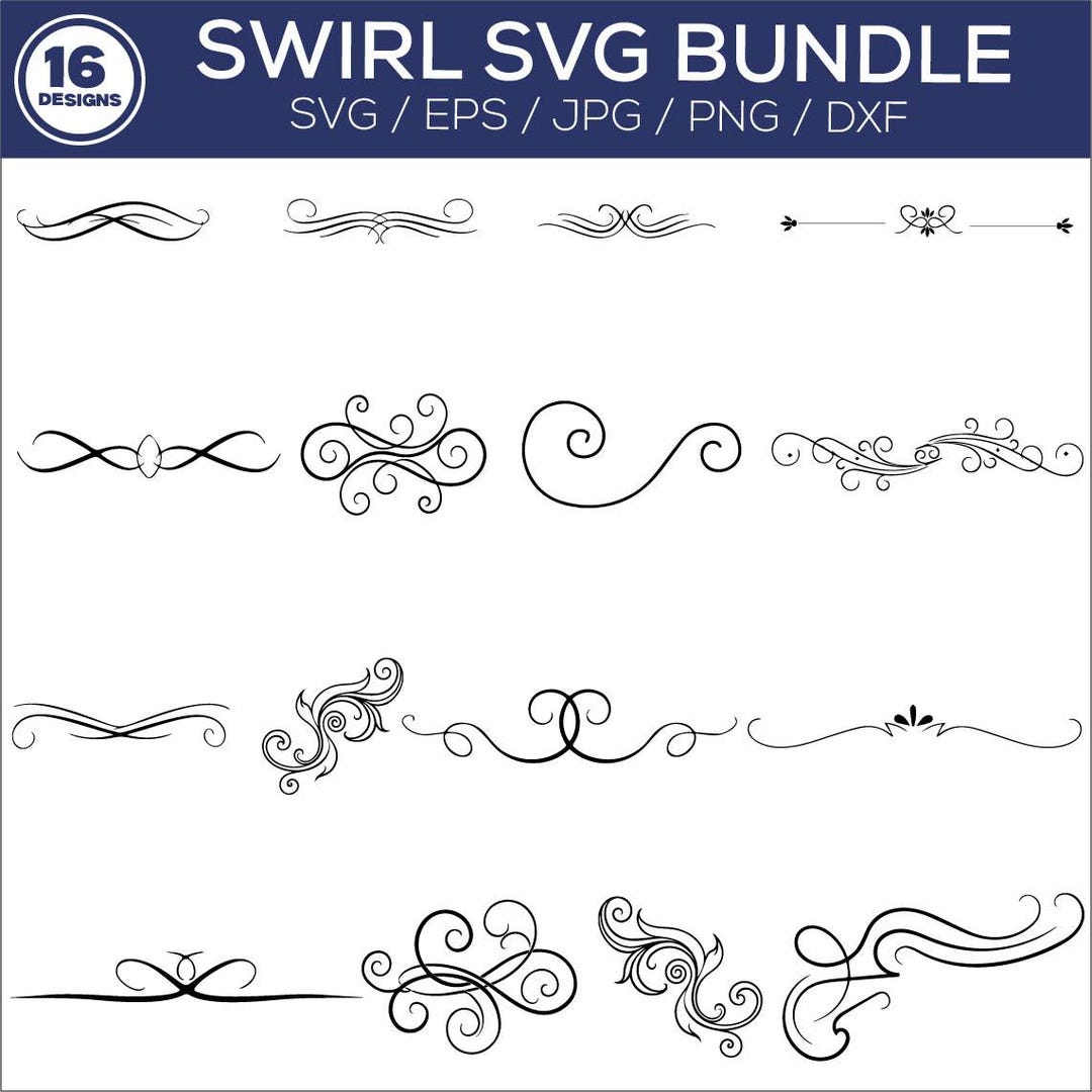 Swirl SVG Bundle for Cricut, Decorative Flourish Line Art Designs ...
