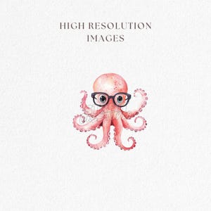 Octopus Clipart Bundle, Cute Octopus PNG, Watercolor Ocean Animal ...