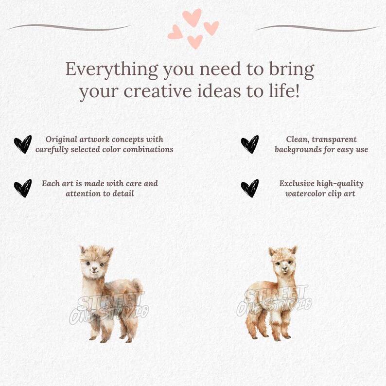 Fluffy Alpaca Clipart, Cute Alpaca PNG, Watercolor Alpaca, Cartoon ...