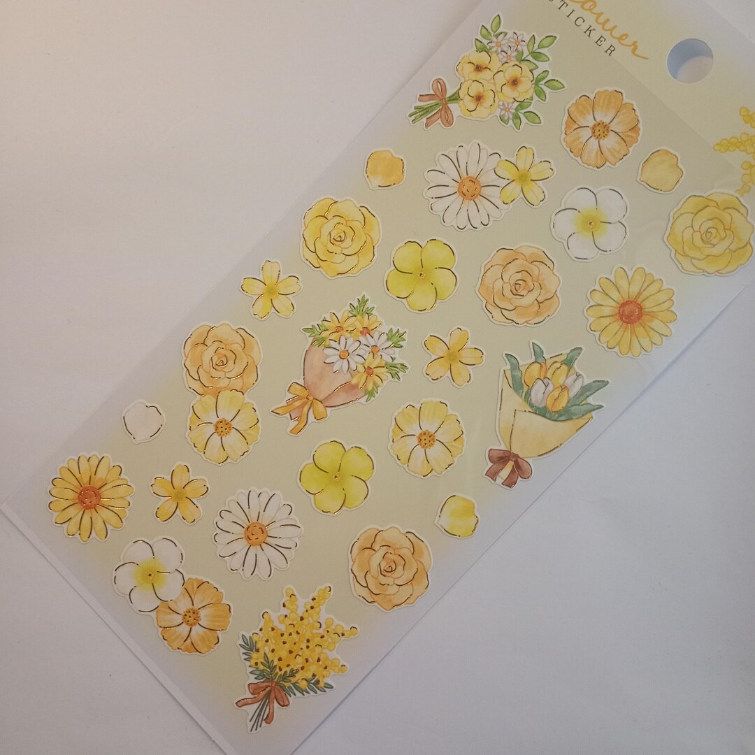 Japanese Flower Sticker "yellow", Daiso - Etsy