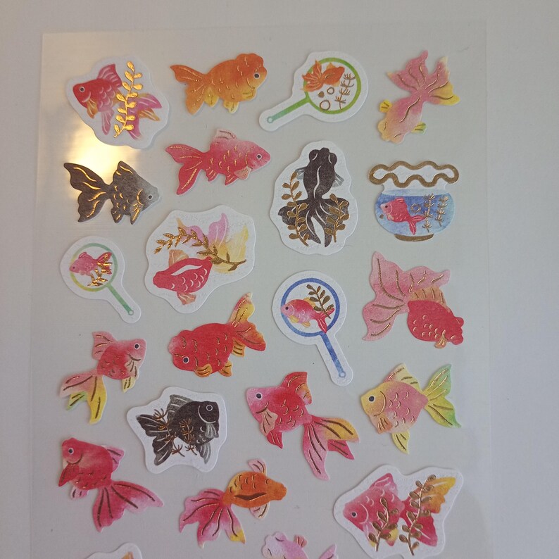 Japanese Sticker "golden Fish", Daiso - Etsy
