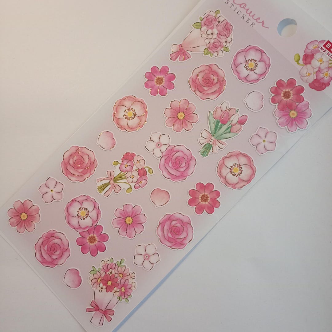 Japanese Flower Sticker "pink", Daiso - Etsy