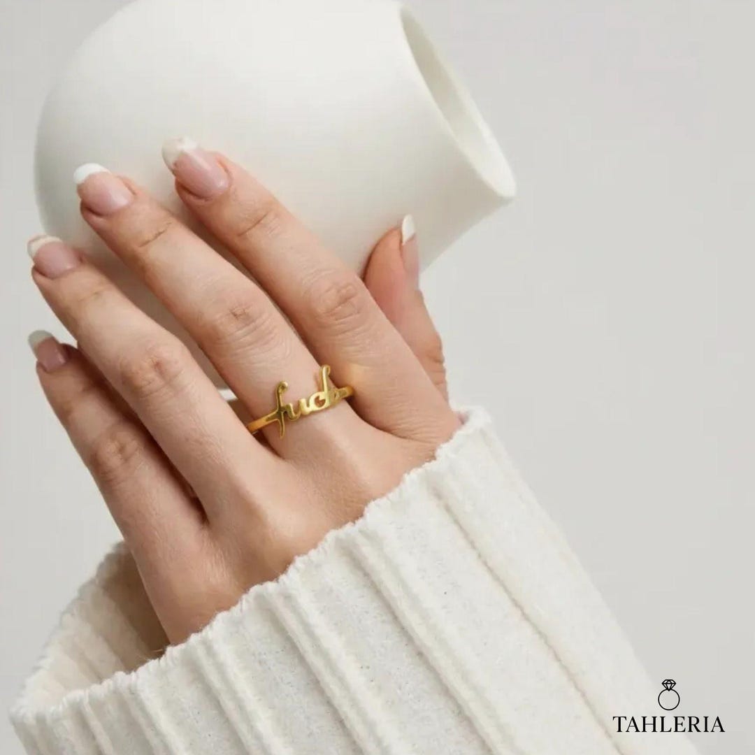 Custom Arabic Calligraphy Name Ring, Sterling Silver Adjustable Ring - Etsy