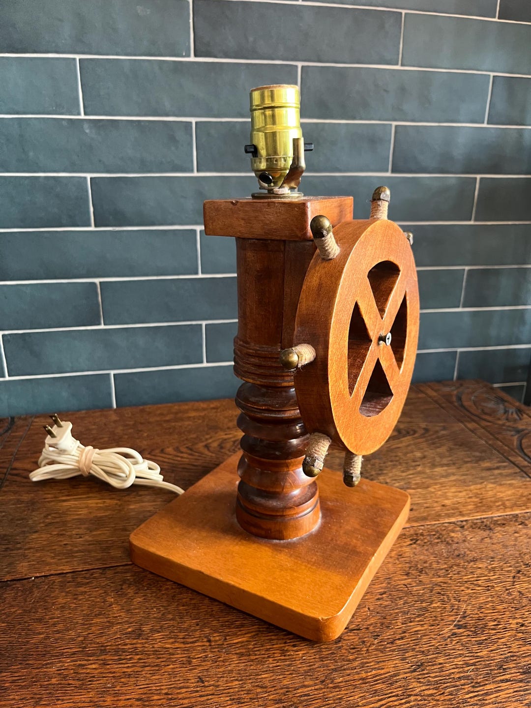 Vintage Ship Steerage Lamp, Handmade, Wood Folk Art - Etsy
