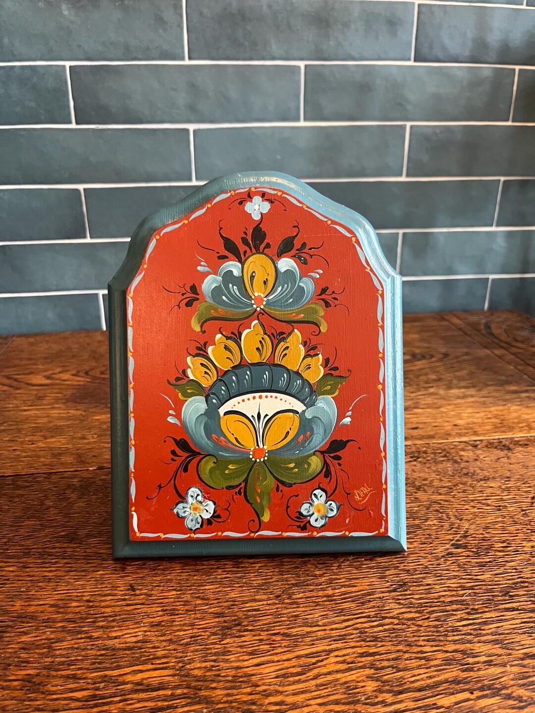 Norwegian Rosemaling Folk Art Recipe/photo/card Holder - Etsy