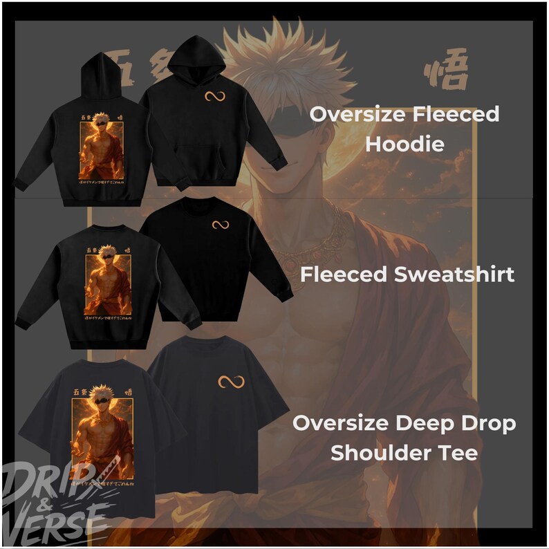 Satoru Gojo Limitless Oversized Anime T‑shirt | Hoodie | Crew • Minimal ...