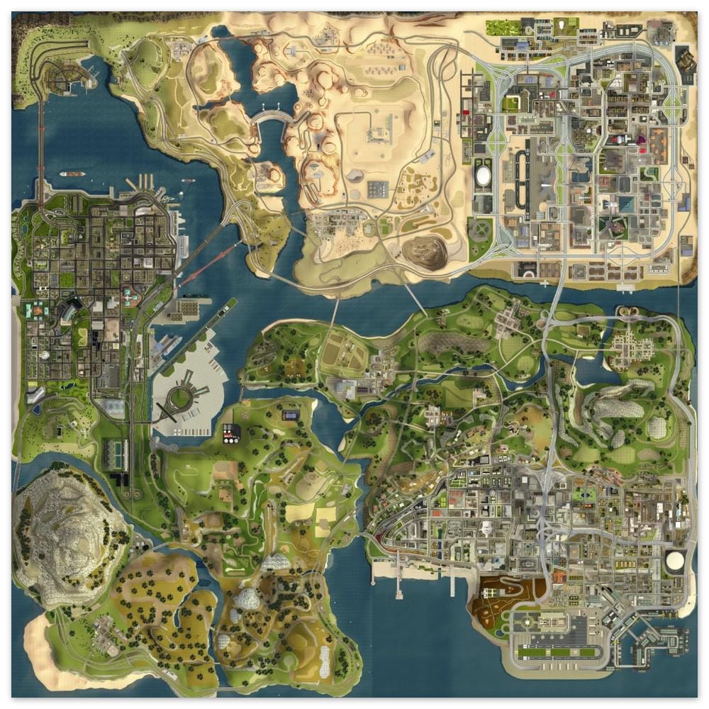 GTA: San Andreas World Map - Etsy