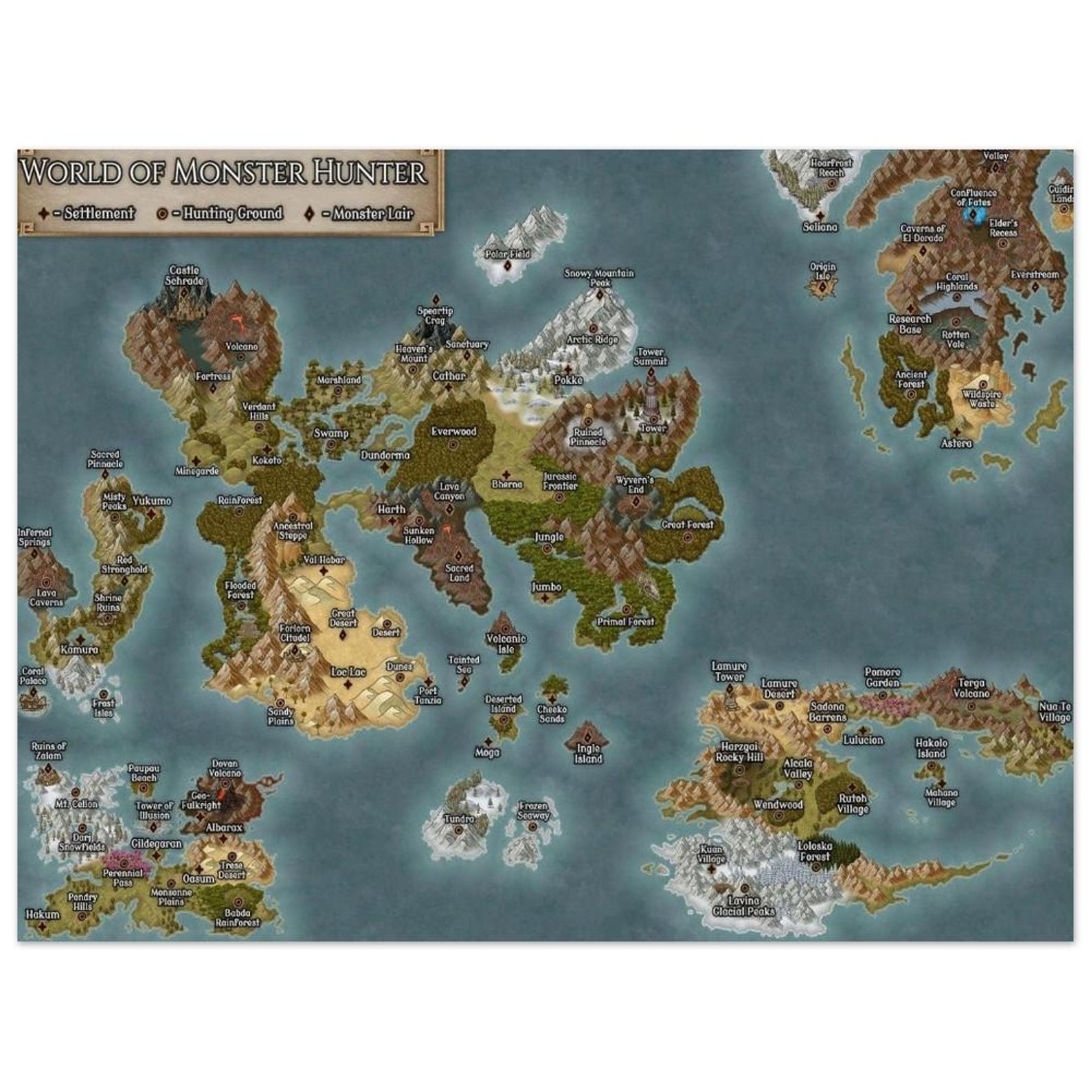 Monster Hunter World Map - Etsy