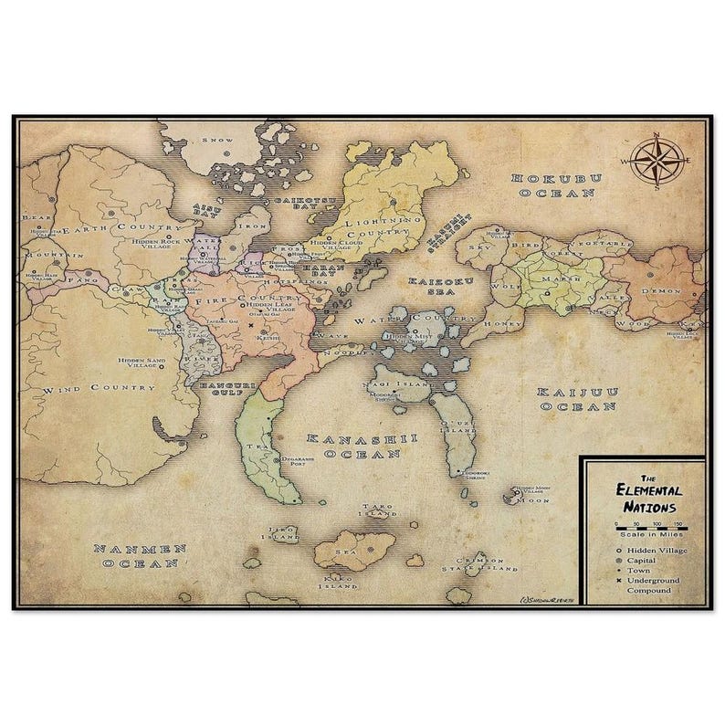 Naruto World Map - Etsy