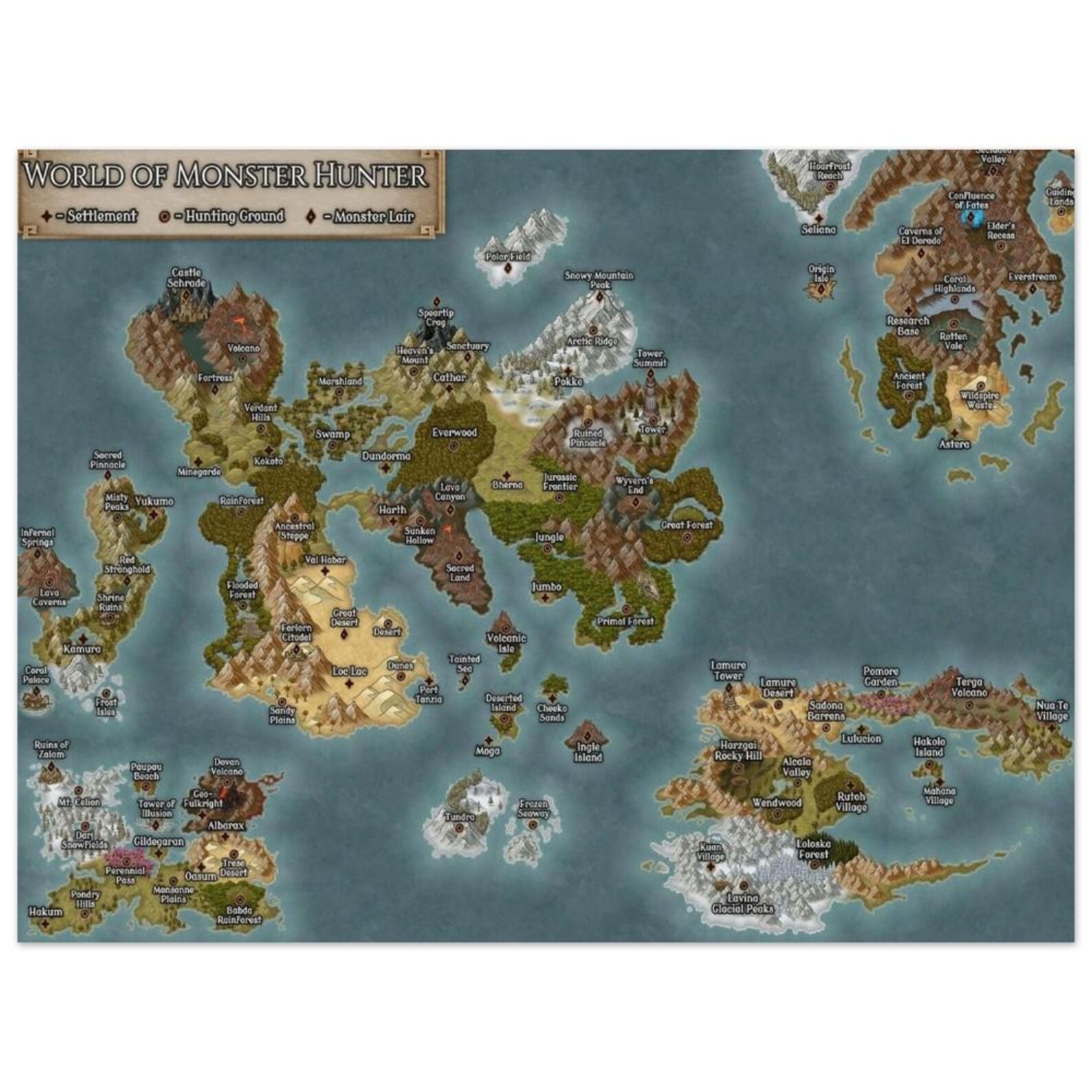 Monster Hunter World Map - Etsy