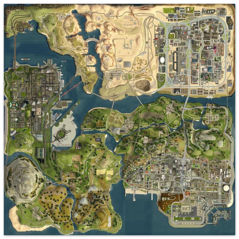 GTA: San Andreas World Map - Etsy