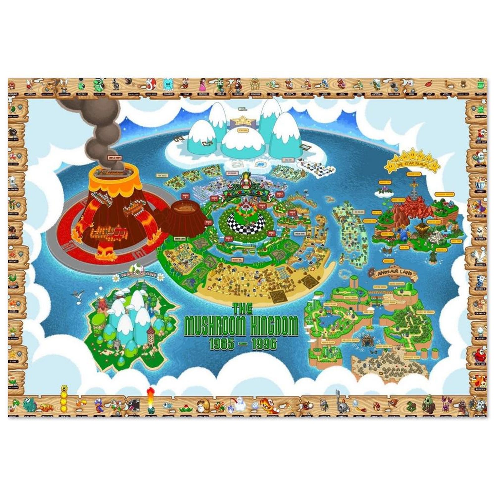 Mushroom Kingdom Map - Etsy