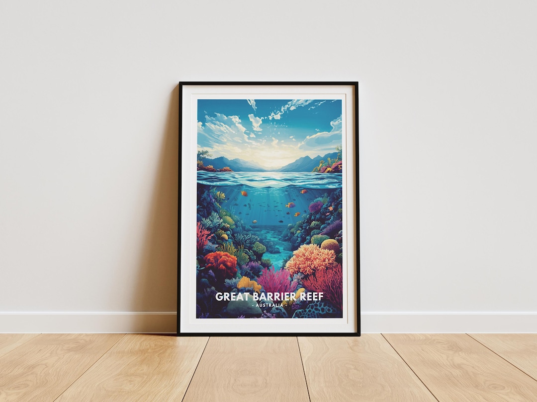 Great Barrier Reef Poster, Vibrant Marine Life and Coral Art Print of ...